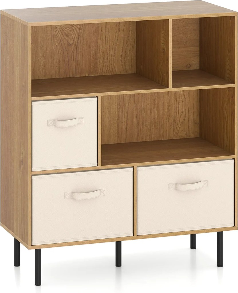 Costway 6-Cube knihovna s 3 odnímatelnými skládacími látkovými