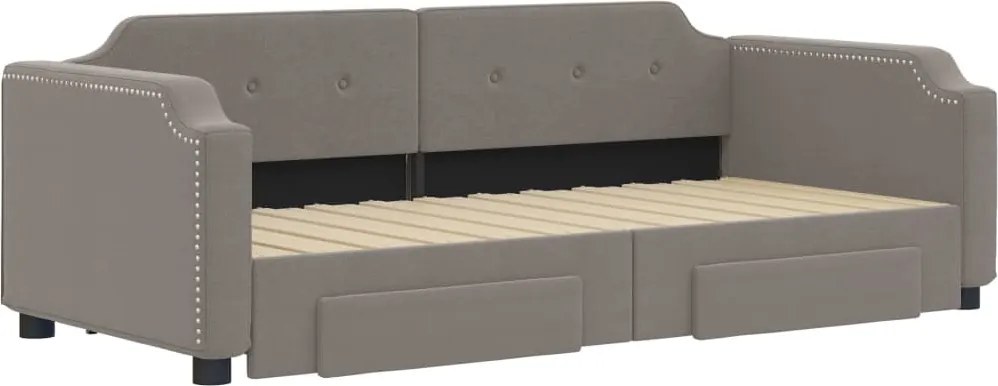 Válenda s přistýlkou a zásuvkami taupe 80 x 200 cm textil 3197668