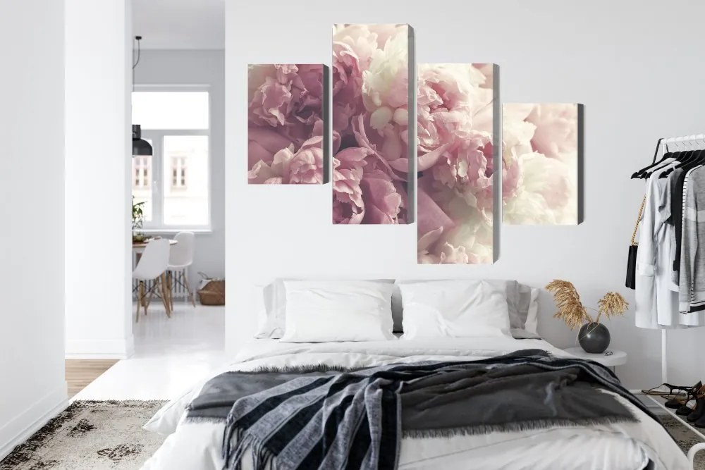 Vícedílný obraz Pivoňky V Odstínech Růžové Nedostatek Nedostatek Plátno Canvas 160x100