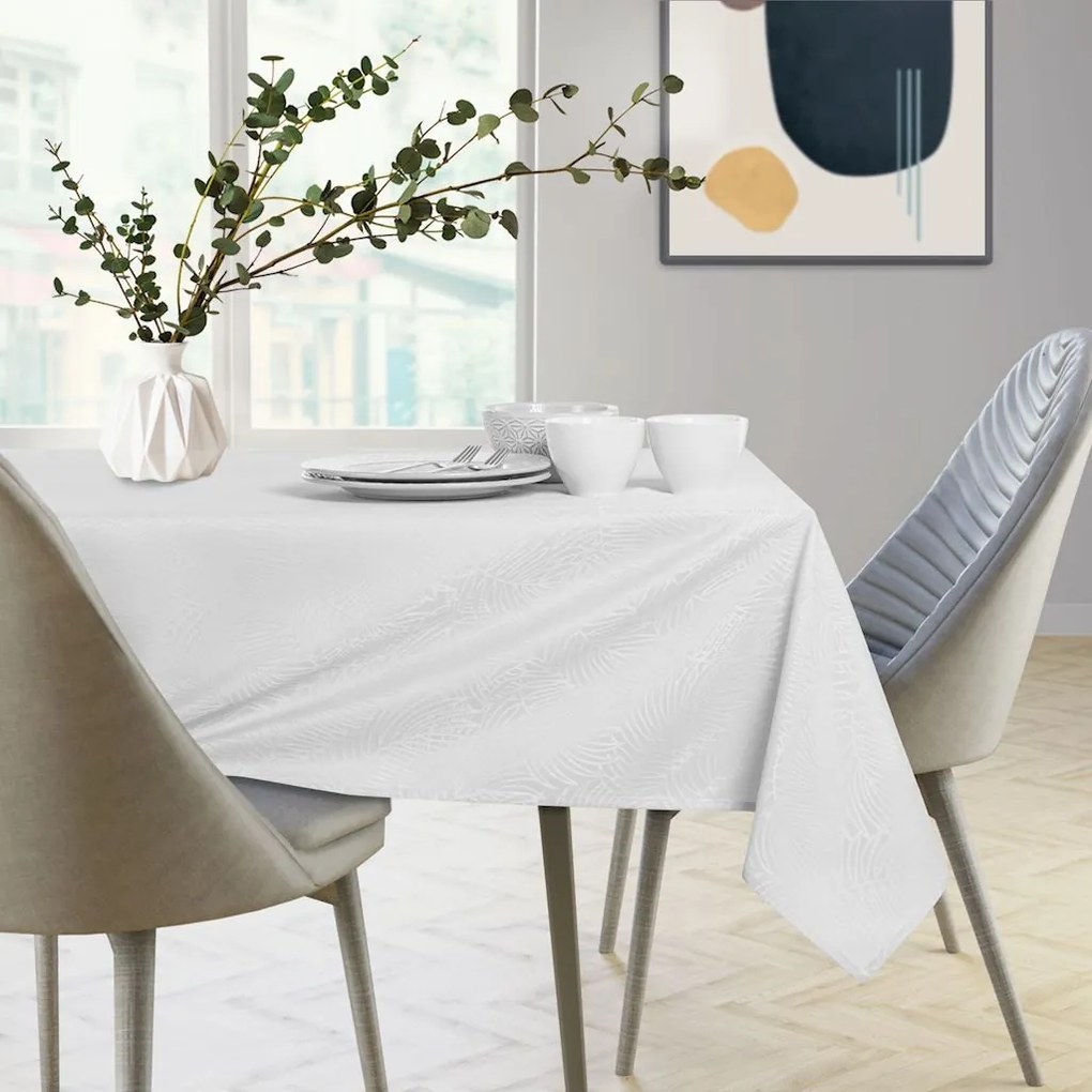 Sada ubrusu a běhounu na stůl AmeliaHome Gaia 115x300+35x300 cm bílá