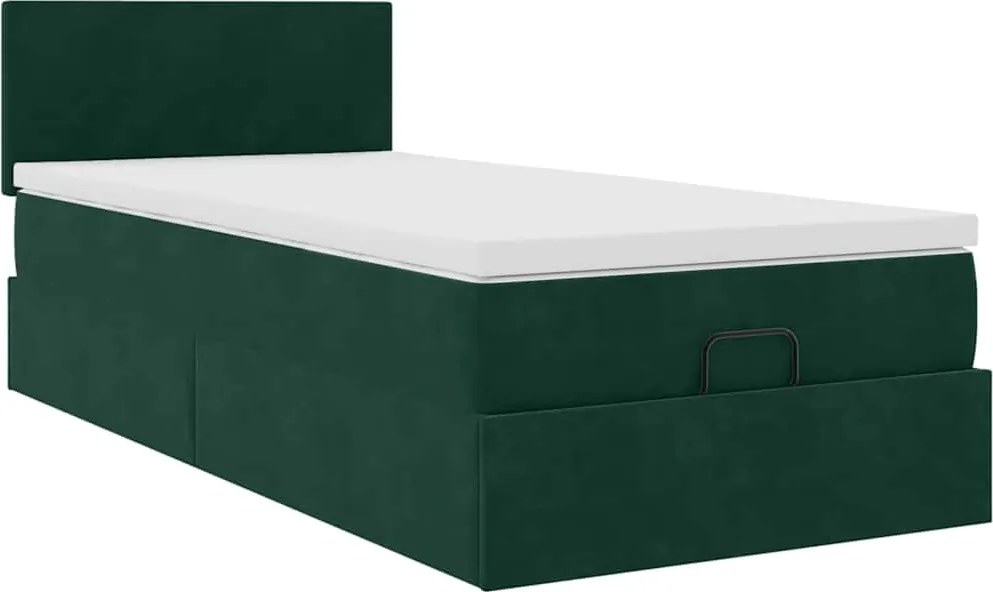 Osmanský rám postele s matrací tmavě zelené 100x200cm samet 3312533