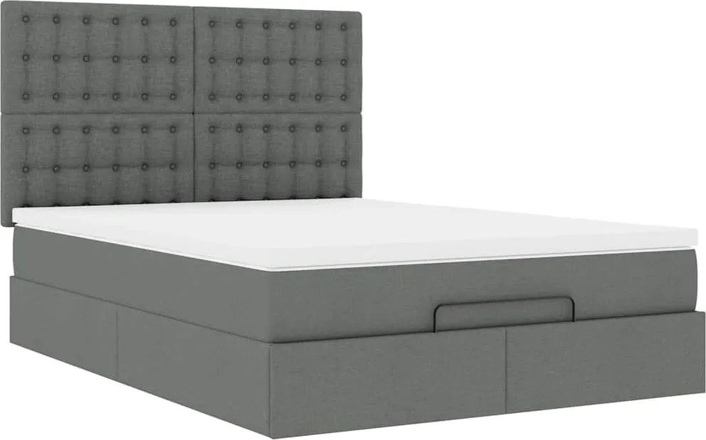 Osmanský rám postele s matrací tmavě šedá 140x190cm textil 3314170