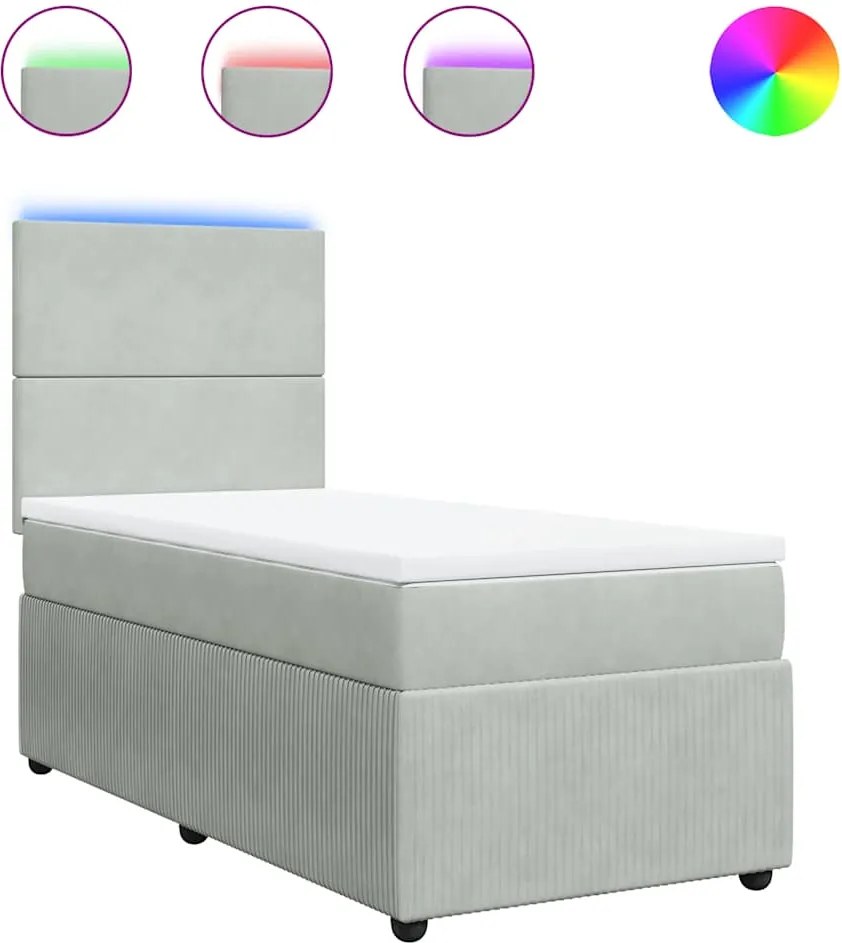 Box spring postel s matrací světle šedá 100x200 cm samet 3294556