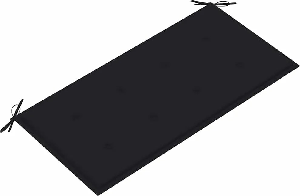 Zahradní lavice s černou poduškou 112 cm masivní teak 3062656