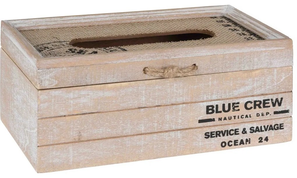 Dřevěný box na kapesníky Blue Crew, 24 x 9,7 x 13 cm