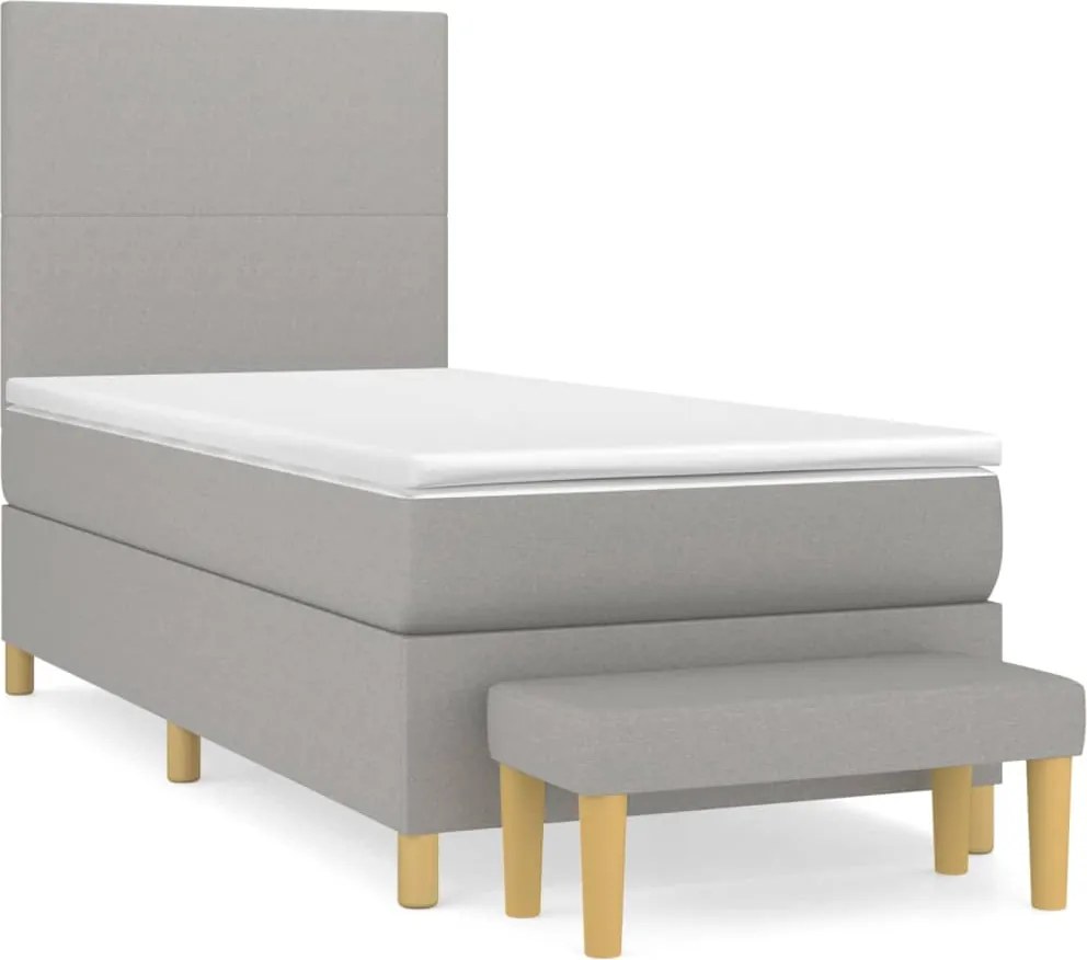 Box spring postel s matrací světle šedá 80 x 200 cm textil 3136949