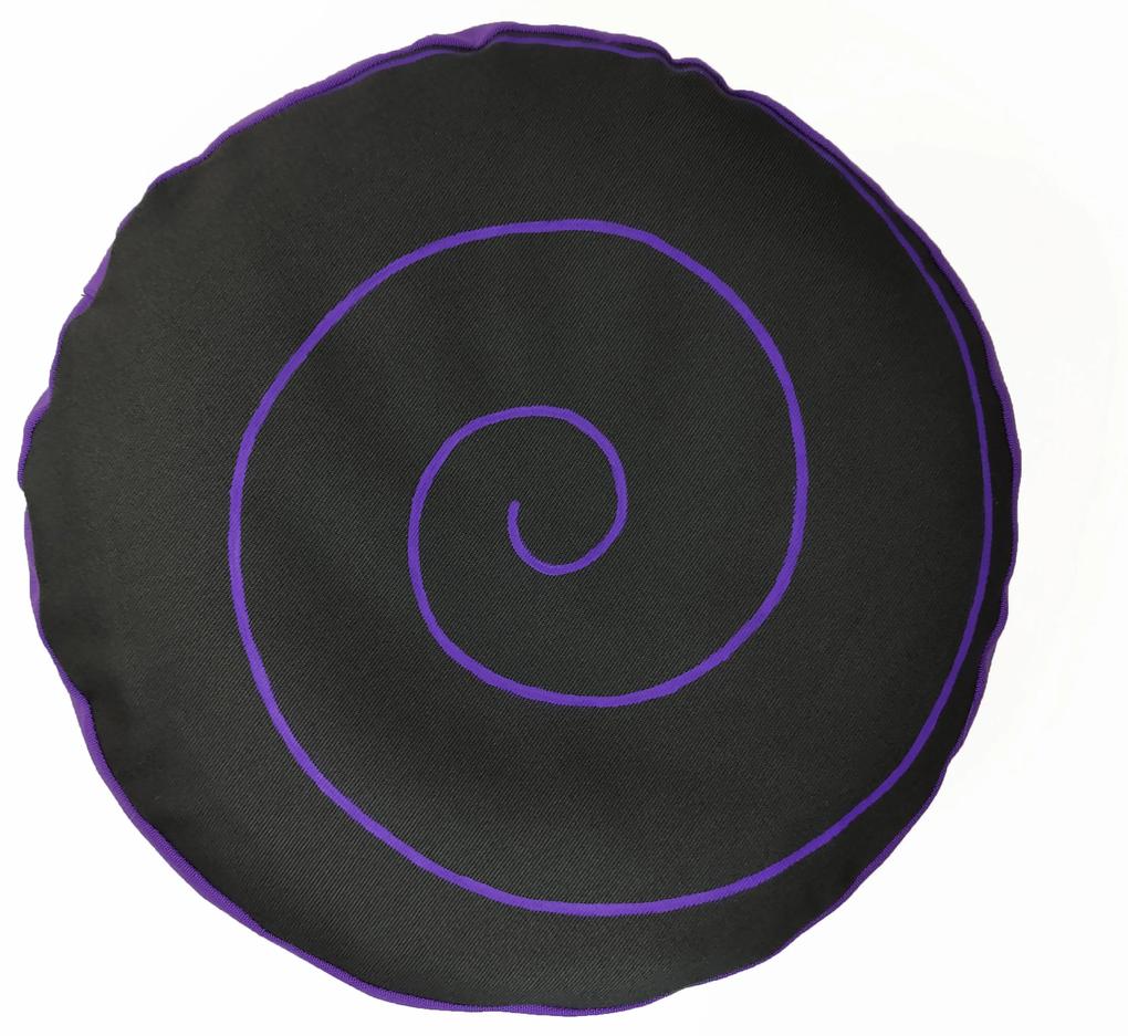 S radostí - vlastní výroba Meditační podsedák se spirálou - fialový Velikost: ∅30 x v12 cm