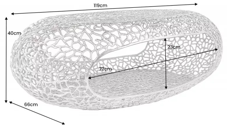 Massive home | Konferenční stolek LEAF II 120 stříbrný