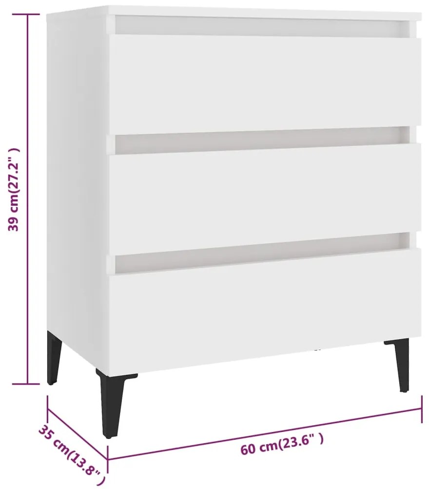 vidaXL Příborník bílý 60 x 35 x 69 cm dřevotříska