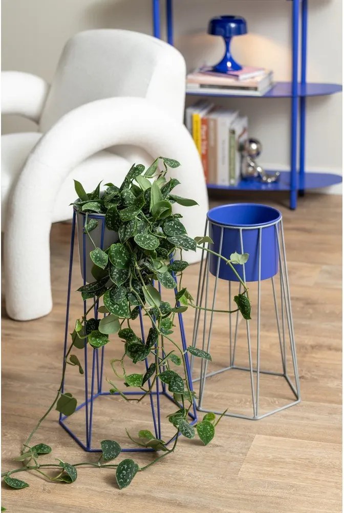 Modrý kovový regál 90x82x28 cm Cool Retro – Leitmotiv