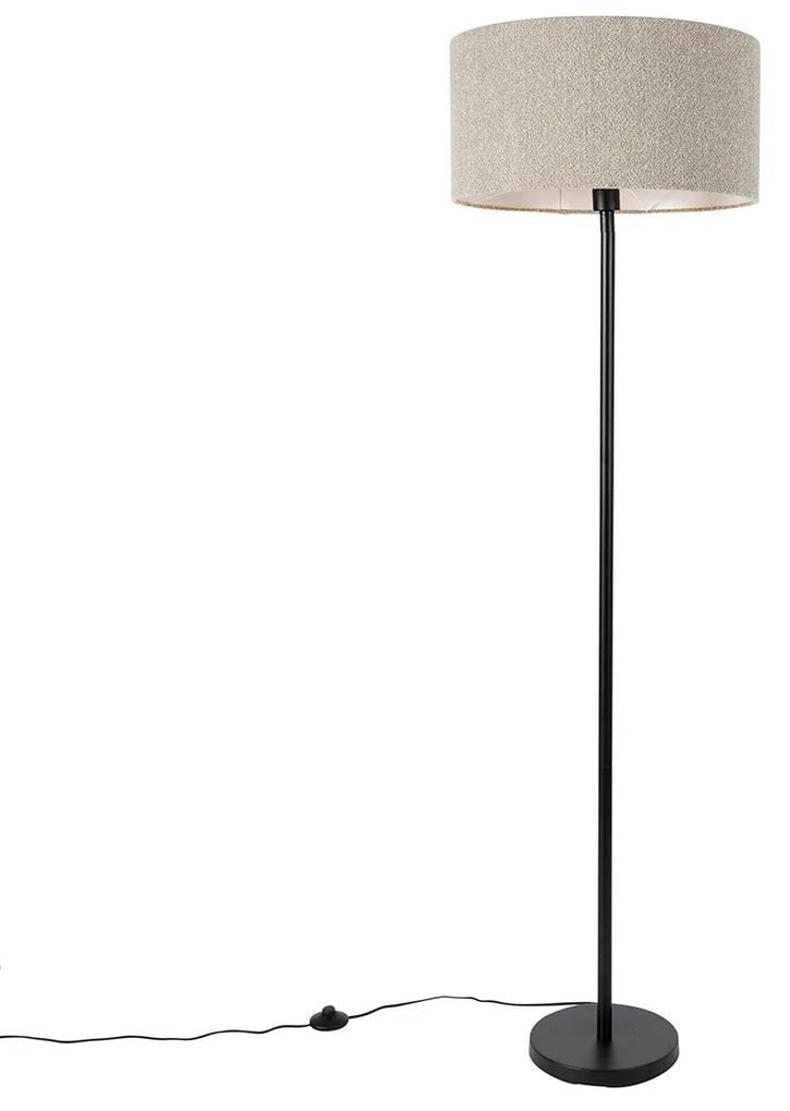 Stojací lampa černá se stínidlem boucle taupe 50 cm - Simplo