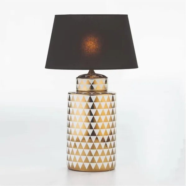 Keramická stolní lampa se vzorem v bílo-zlaté barvě bez stínidla Thai Natura, výška 51 cm
