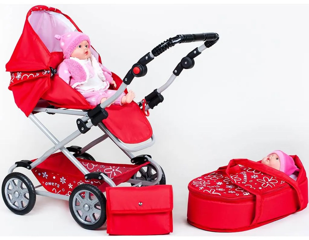 Dětský kočárek pro panenky 2v1 New Baby Monika červený