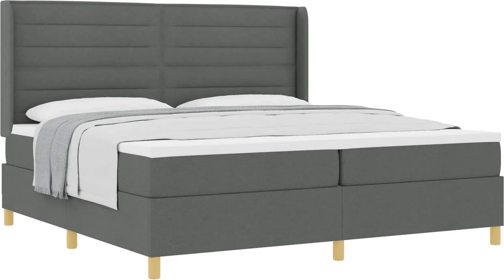 Postel s boxspringem s matrací Tmavě šedá 200 x 200 cm textil 3341792