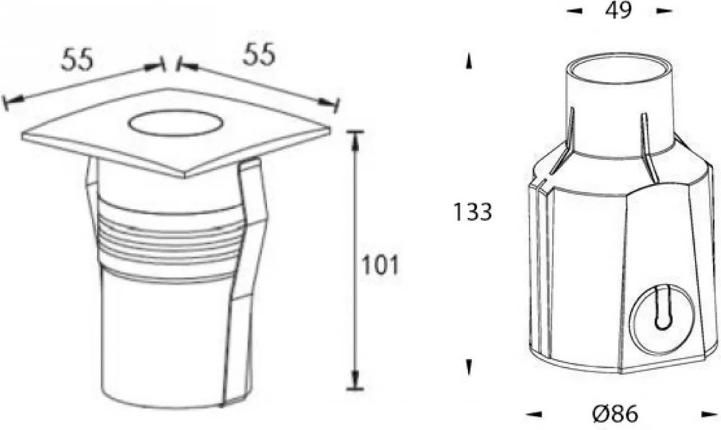 IMPR 730244 Zemní zápustné svítidlo konstant.napětí symetrické 24V DC 3W - DEKOLIGHT