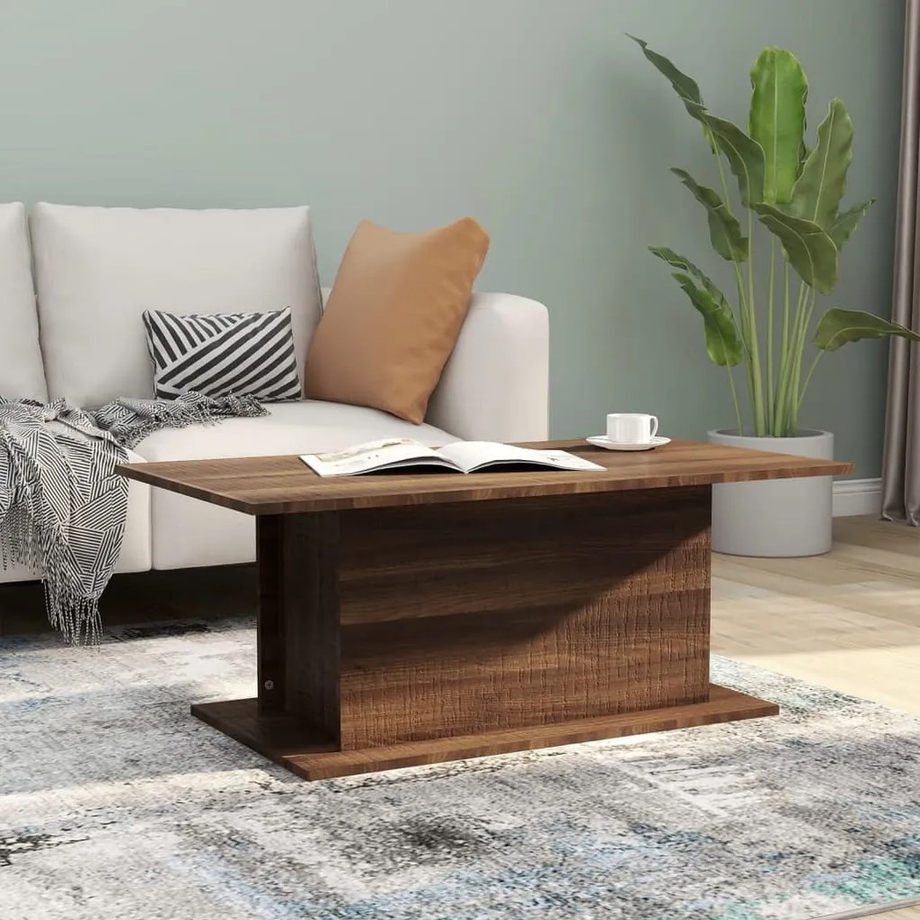 Konferenční stolek hnědý dub 102x55,5x40 cm kompozitní dřevo