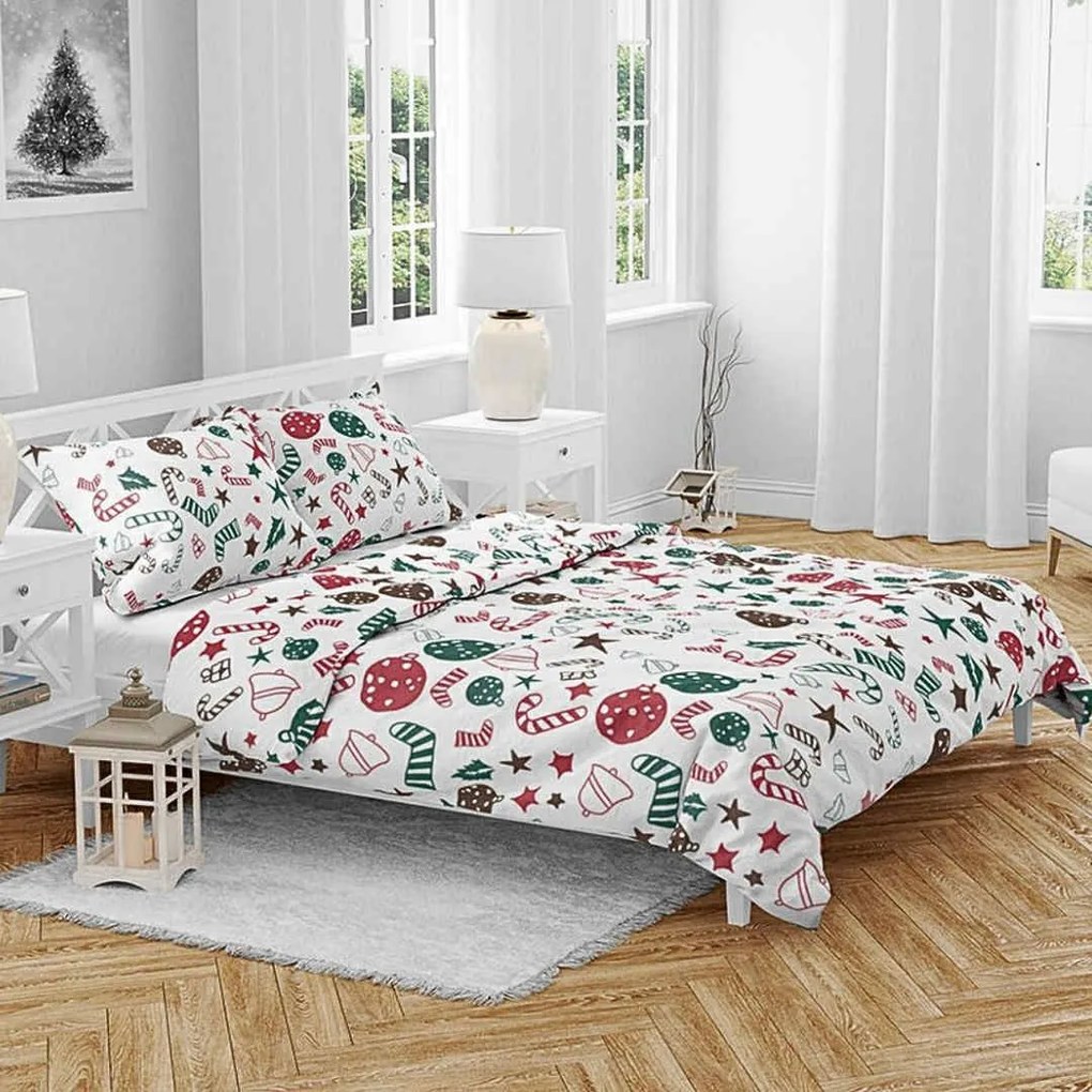 Vánoční povlečení bavlněné Vánoční perníčky TiaHome - 1x Polštář 90x70cm, 1x Přikrývka 140x200cm