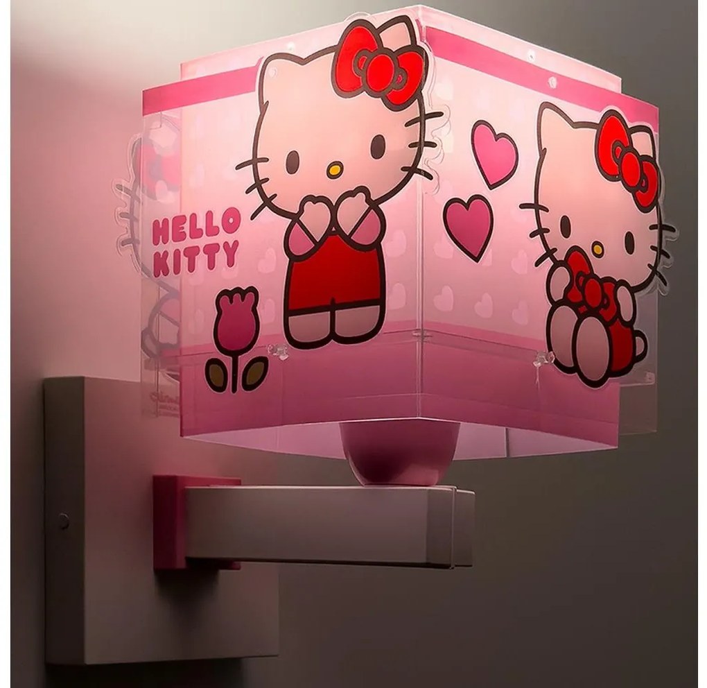 Dalber 73269 - Dětská nástěnná lampa HELLO KITTY 1xE27/15W/230V růžová