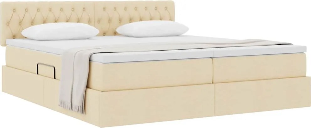 Postel s úložným prostorem Krémová 180 x 200 cm Umělá kůže 3370941