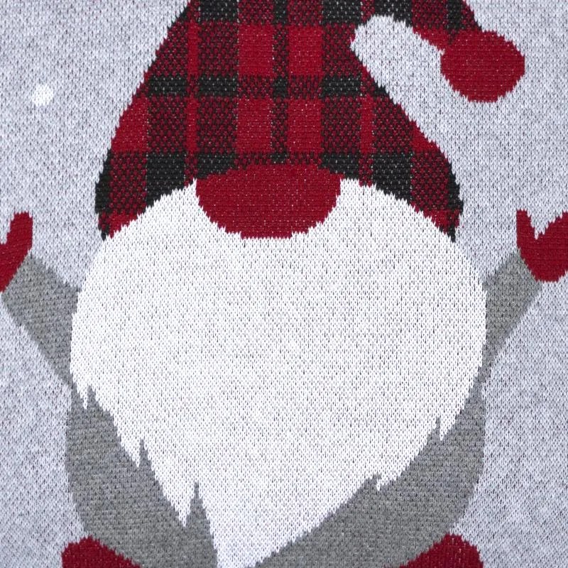 SCANquilt pletený povlak DESIGN elf káro šedočervená 45 x 45 cm