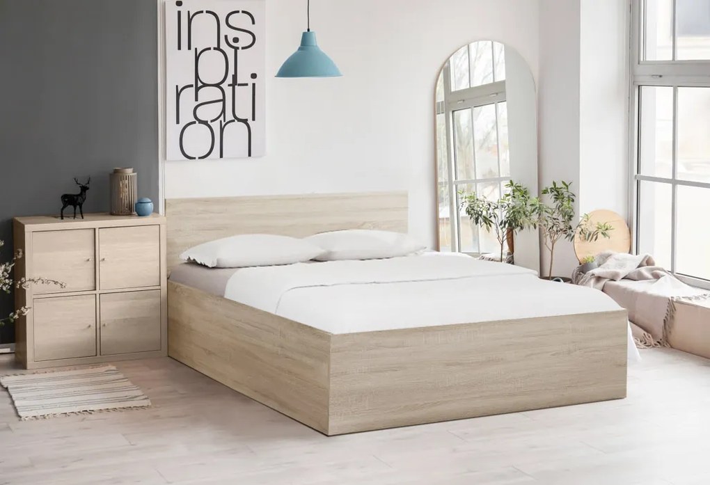 Postel SOFIA 120 x 200 cm, dub sonoma Matrace: Matrace Deluxe 10 cm, Rošt: Bez roštu