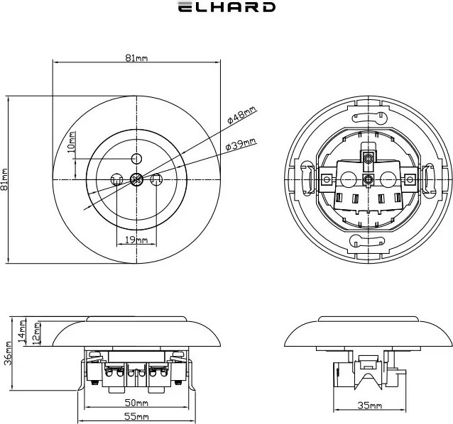Elhard Zásuvka Retro Klasik, černá - kompletní set KL6000B