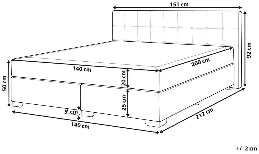Luxusní kontinentální postel v elegantní světle šedé 140 x 200 cm ADMIRAL Beliani