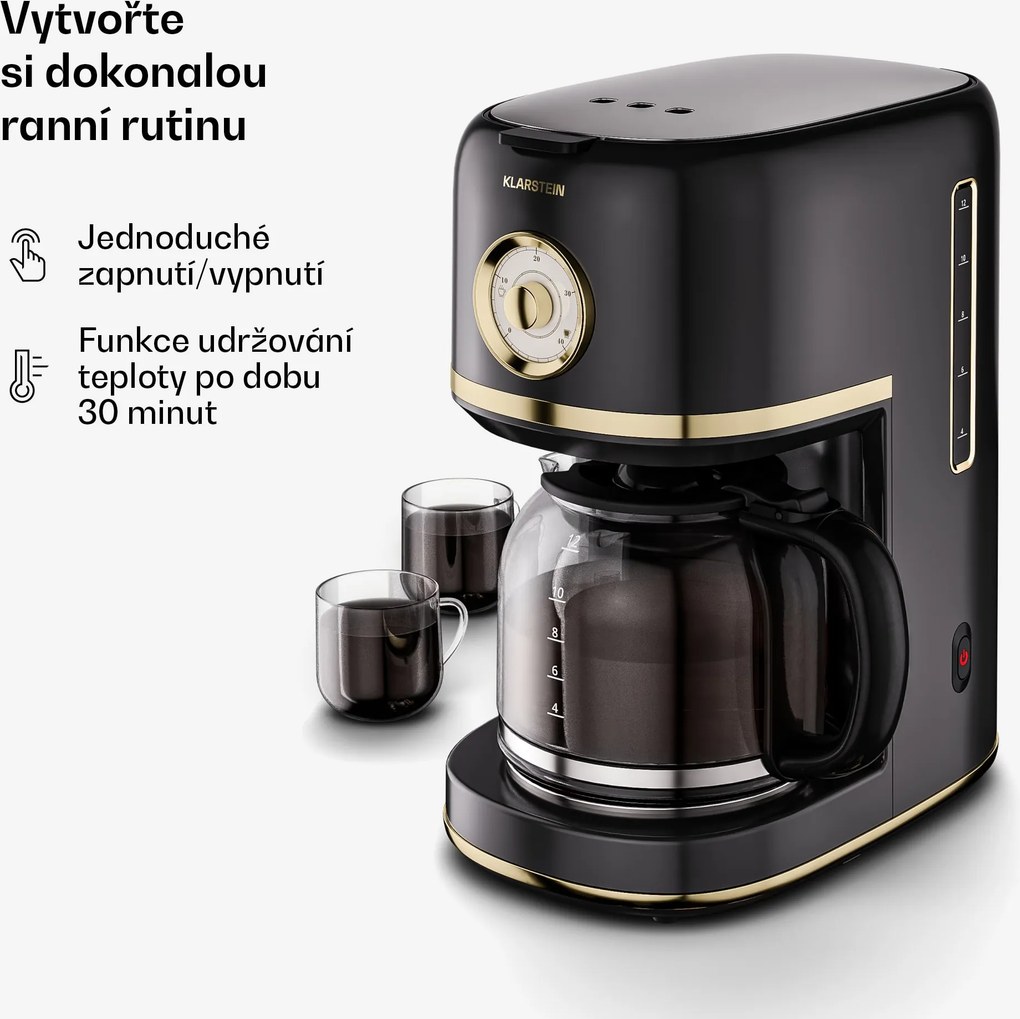 Klarstein Victoria kávovar s filtrem | 1,5 l | funkce udržování teploty | 12 šálků