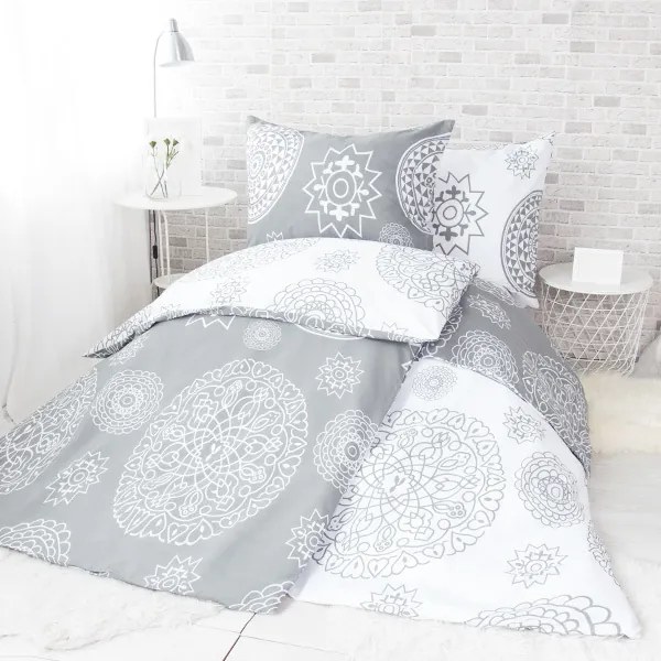 XPOSE ® Polybavlněné povlečení na dvě lůžka SISI DUO - šedá 140x200, 70x90