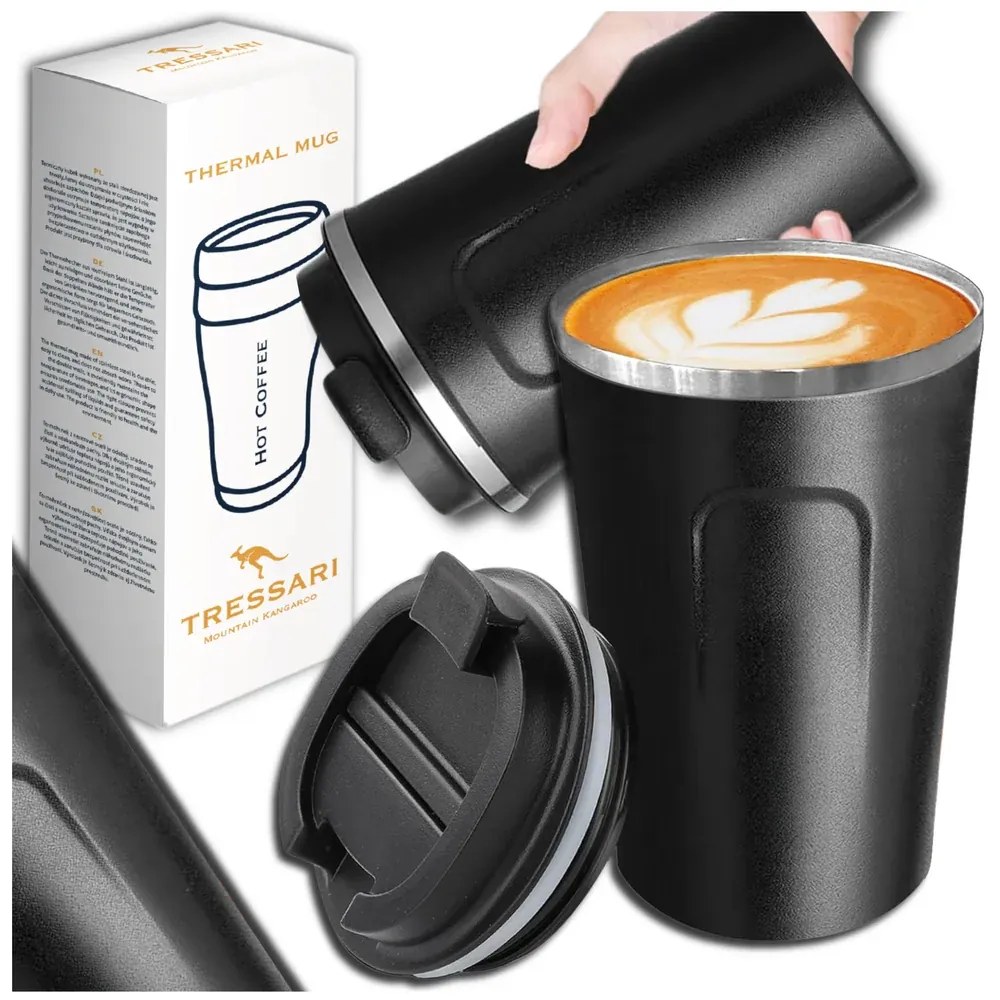 Camerazar Termoska na kávu COFFEE airtight, chirurgická ocel a pevný plast, 510 ml, 17 cm výška