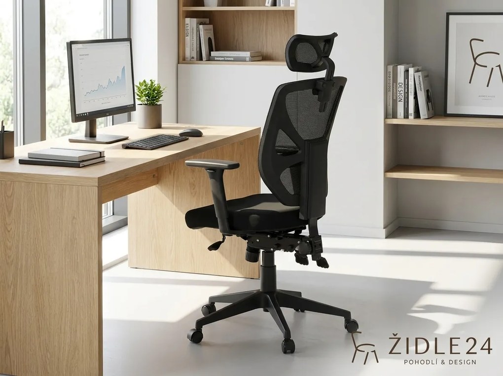 Ergonomická kancelářská židle EVRON - černá síťovina