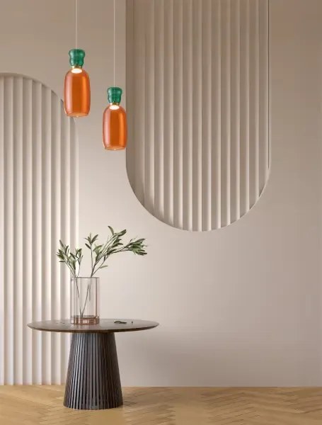 LED zlato-oranžový designový lustr Pluma