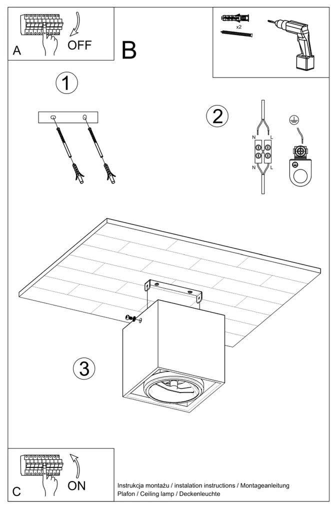 Stropní svítidlo Valde, 1x betonové stínítko
