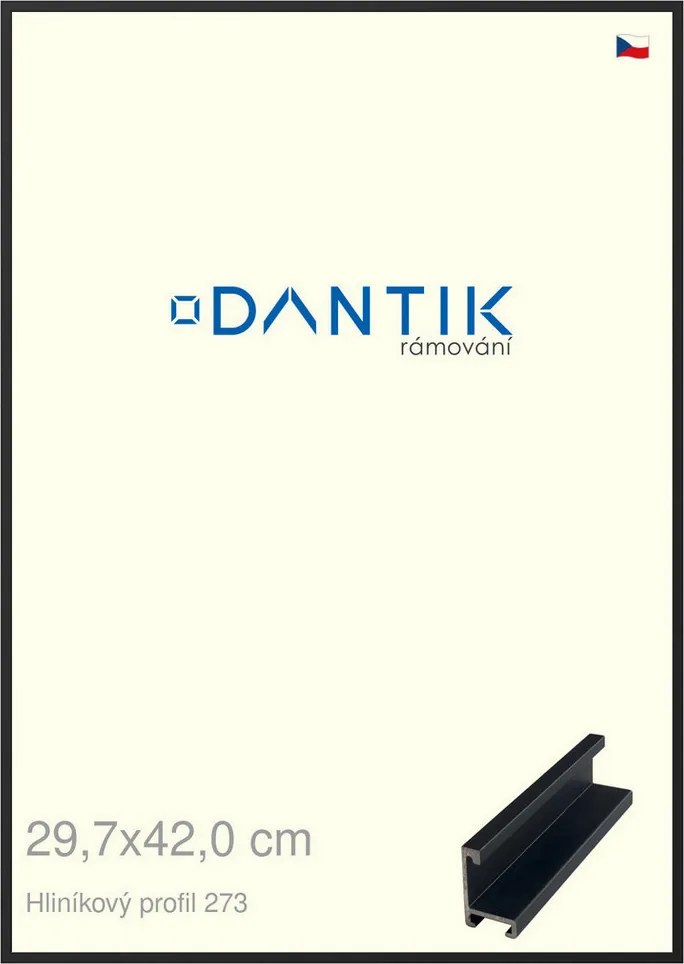 DANTIK rámeček 29,7x42 | ALU profil 7273 Černá matná (Plexi Čiré)