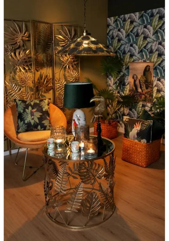 Zlatý odkládací stolek s listy – 61x56 cm