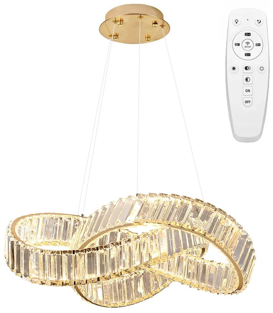 Toolight Závěsné designové osvětlení CRYSTAL LED + dálkové ovládání APP1538-CP GOLD