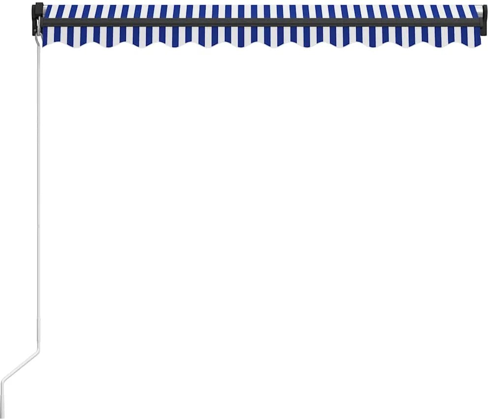 Ručně zatahovací markýza 300 x 250 cm modrobílá 3055184
