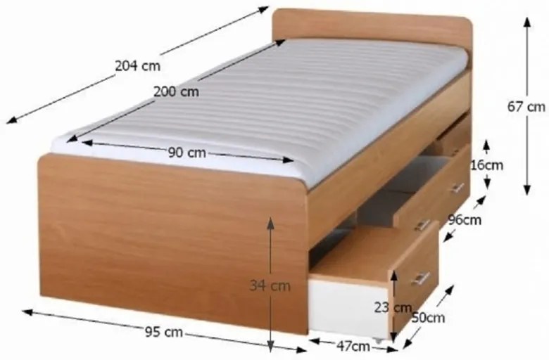 Tempo Kondela Postel DUET 90x200 buk