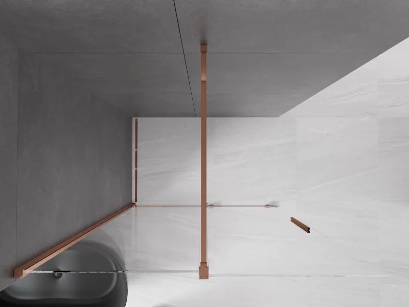 Mexen Velar, posuvné dveře do otvoru typ Walk-In 160 cm, 8mm čiré sklo, růžové zlato, 871-160-000-03-60