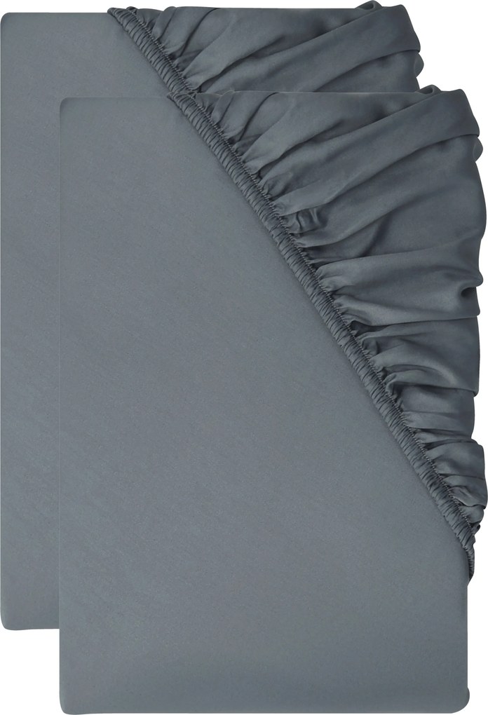 Livarno® Sada saténových napínacích prostěradel, 90-100 x 200 cm, 2dílná, tmavě šedá
