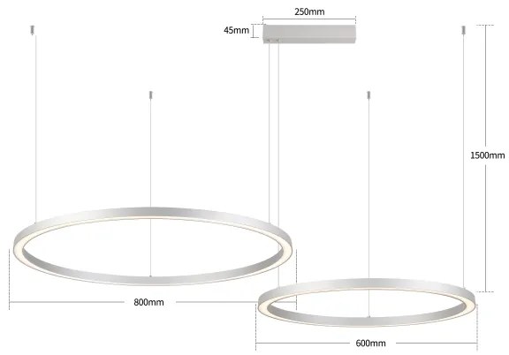 Brilagi - LED Stmívatelný lustr na lanku PORTOFINO LED/98W/230V stříbrná + DO