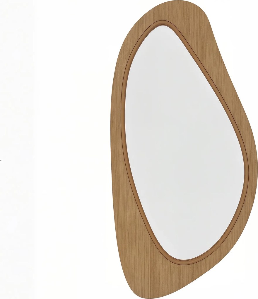 HOMCOM asymetrické nástěnné zrcadlo 91,5 x 45 cm – rám z borovicové dýhy, dekorativní závěsné zrcadlo do ložnice a obývacího pokoje, přírodní | Aosom