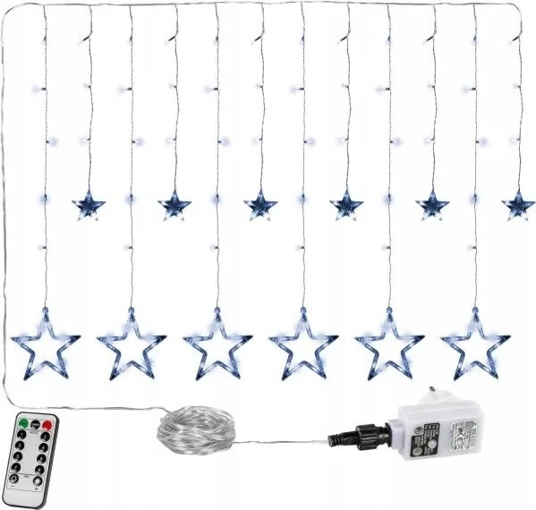 Vánoční dekorace, svítící hvězdy, 150 Led, studeně bílé