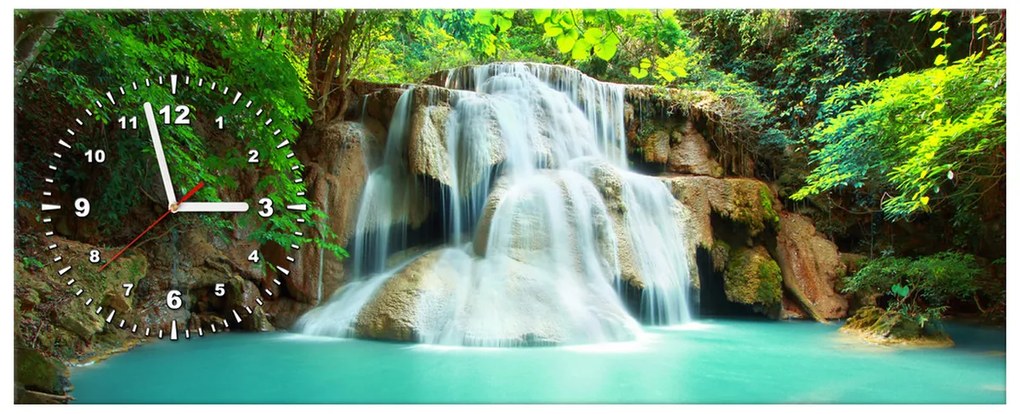 Gario Obraz s hodinami Vodopád v Thajsku Rozměry: 60 x 40 cm