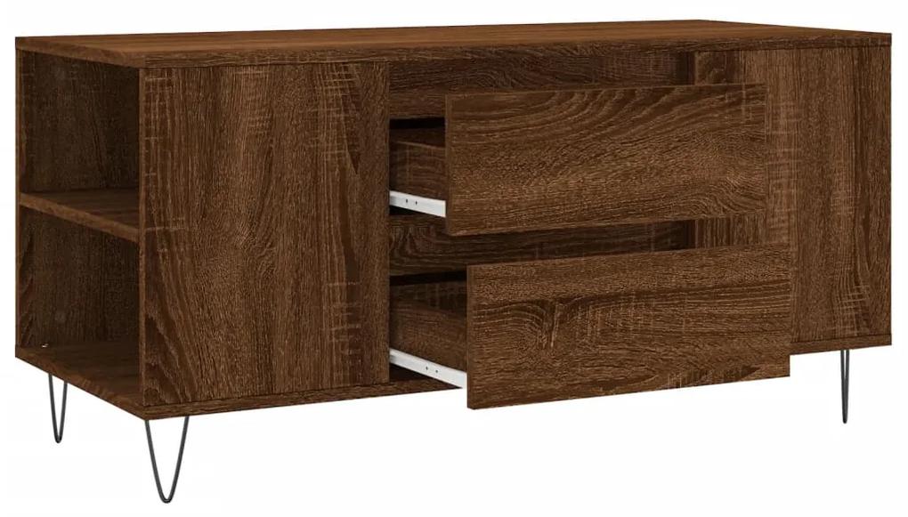 Konferenční stolek hnědý dub 102x44,5x50 cm kompozitní dřevo - Default Title
