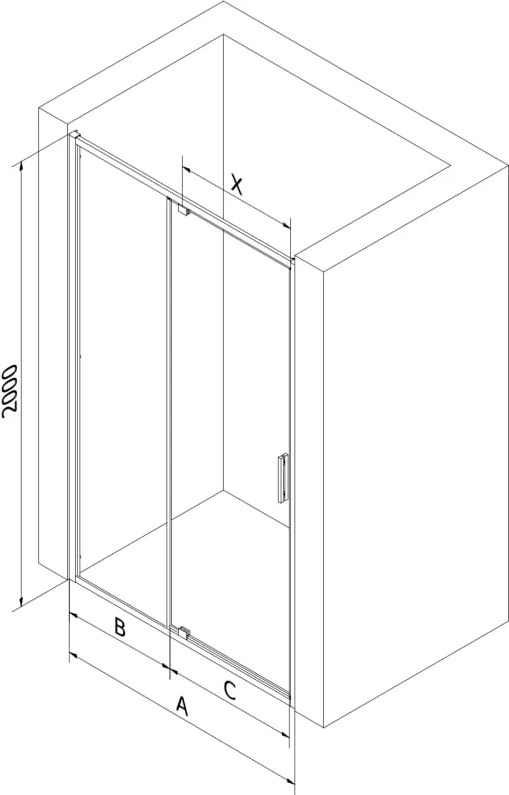 Mexen Exo sprchové dveře křídlové 160 cm, transparentní, chrom - 819-160-000-01-00