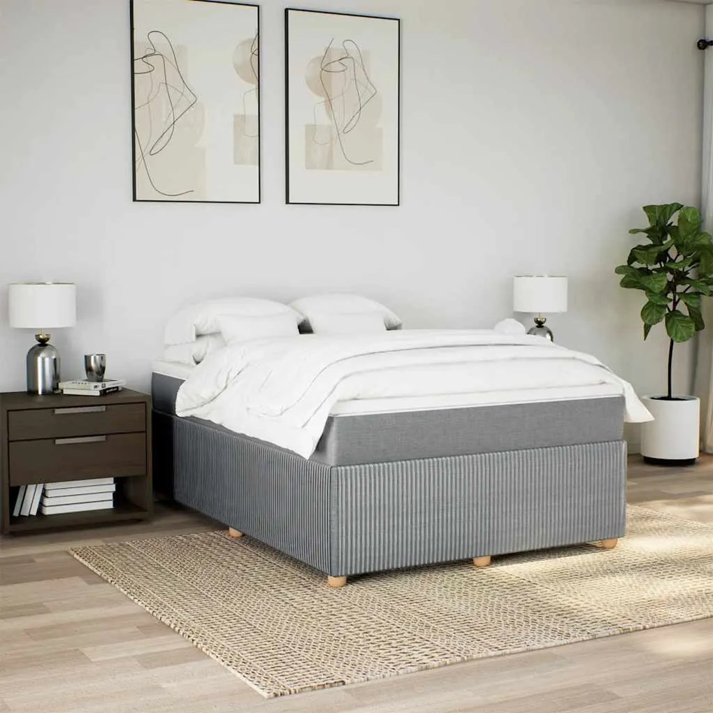 Box spring postel s matrací světle šedá 140 x 190 cm textil 3285567