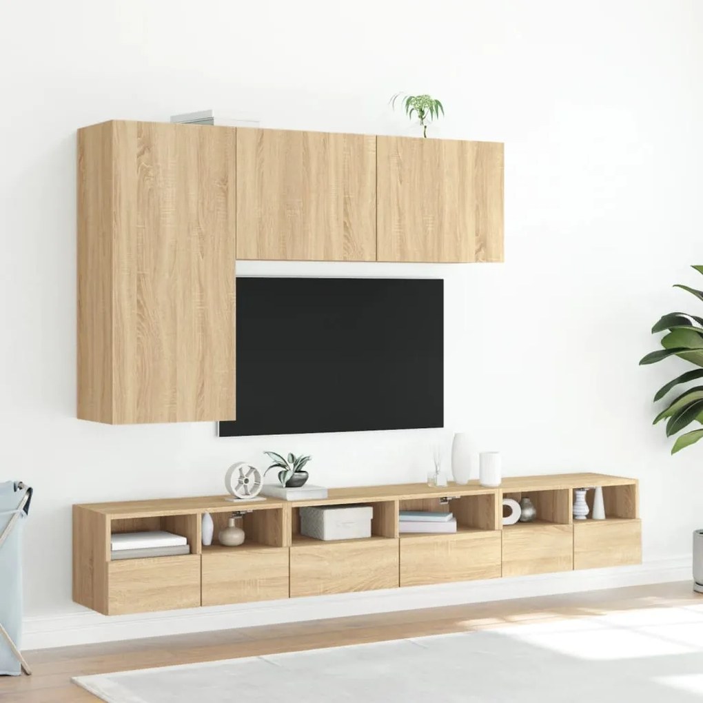 Nástěnné TV skříňky 2 ks dub sonoma 60 x 30 x 30 cm kompozit