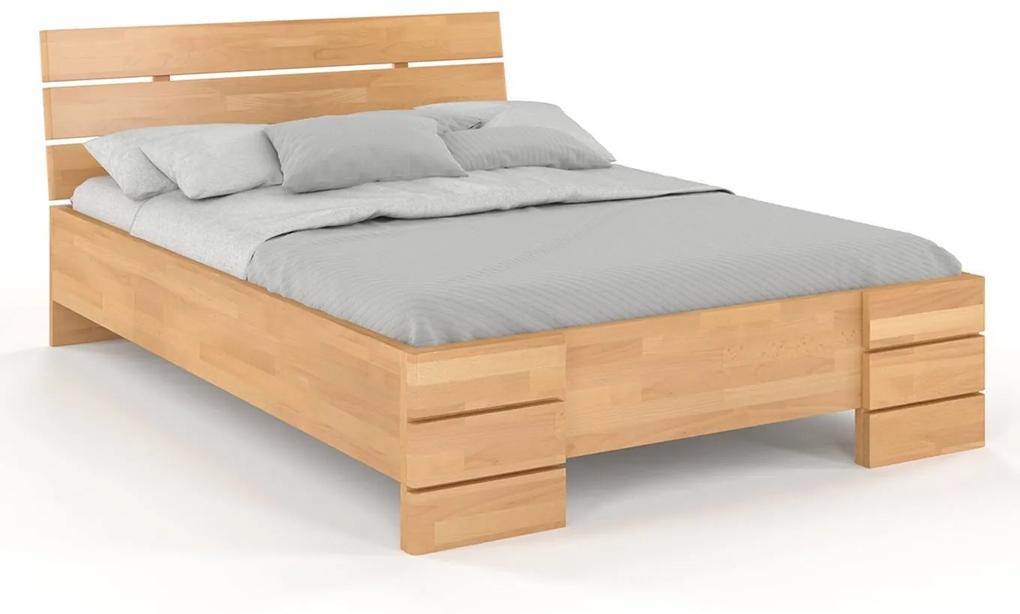 Buková postel s úložným prostorem - Sandemo   , Buk přírodní, 180x200 cm