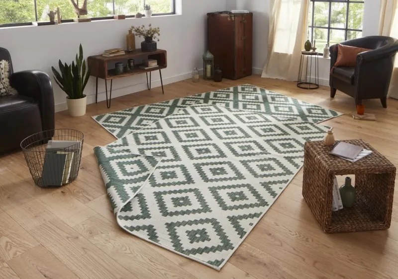 NORTHRUGS - Hanse Home koberce AKCE: 80x250 cm Kusový koberec Twin-Wendeteppiche 103131 grün creme – na ven i na doma - 80x250 cm